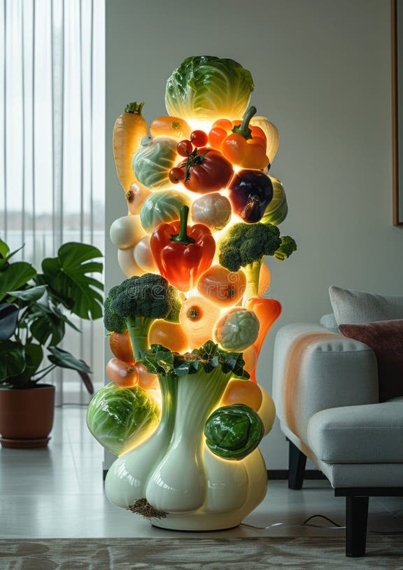 Ceramic Stand for Floor Lamp in the Shape of a Pile of Vegetables Stock ...