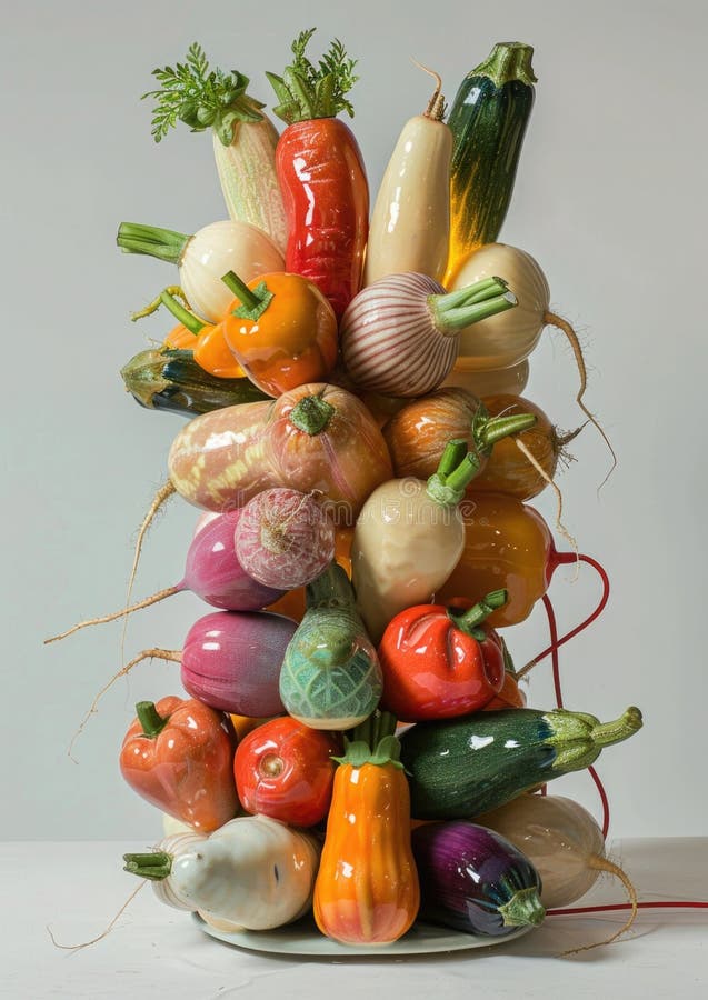 Ceramic Stand for Floor Lamp in the Shape of a Pile of Vegetables Stock ...