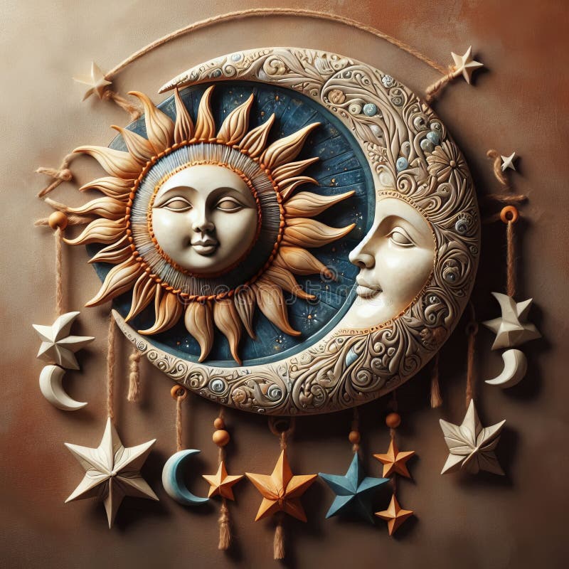 137 141. Ceramic Sun and Moon Wall Hanging_ a Decorative Wll Ha Stock Photo - Image of moon ...