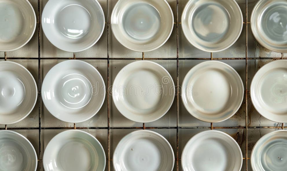 Ceramic Tableware, Top View of Empty Bowls and Saucers Stock Image ...