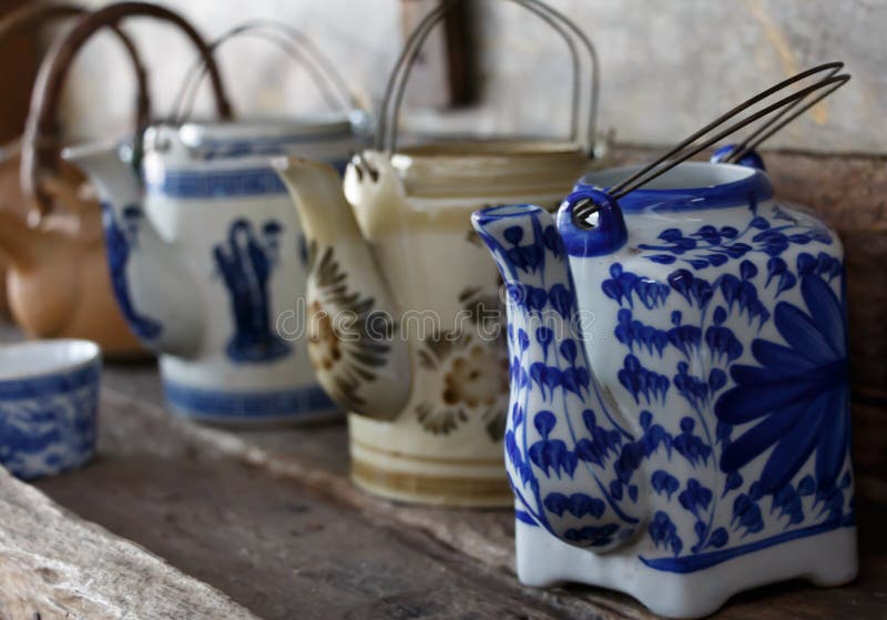 Ceramic tea pots stock photo. Image of glazed, blue, culture - 39839926
