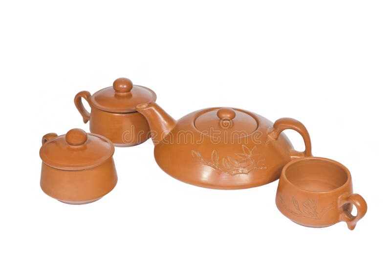 Ceramic tea set stock image. Image of cups, green, close - 23350787
