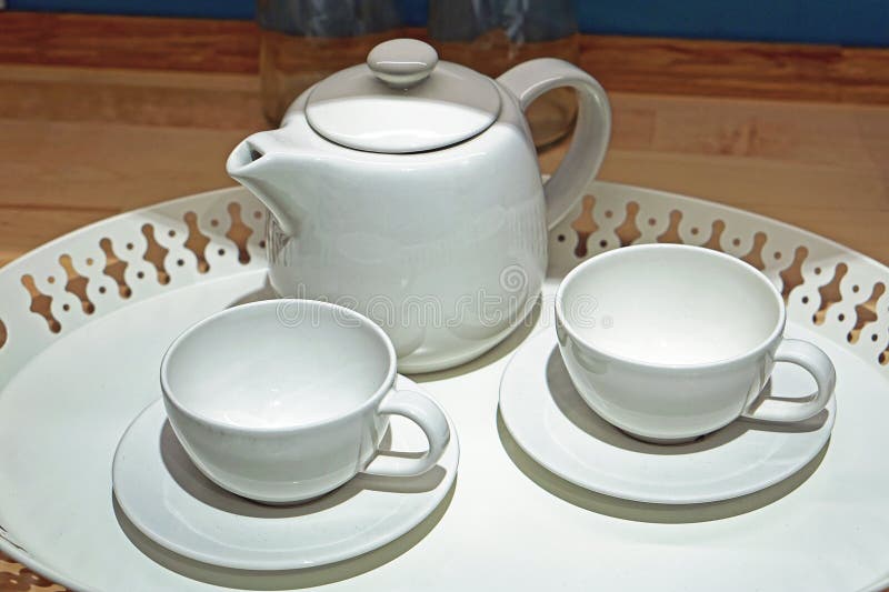 Ceramic tea set tray stock photo. Image of decor, home - 352660836