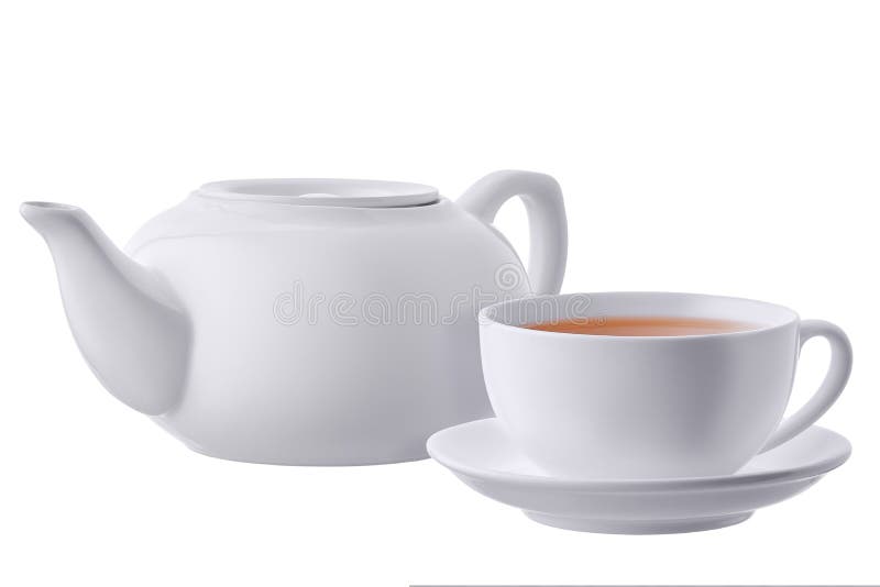 Ceramic Tea Set on White Background Stock Image - Image of field ...