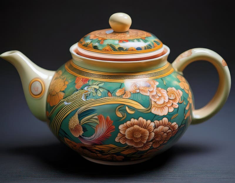 A Ceramic Tea Pot with Intricate Hand-painted Details Stock Photo ...