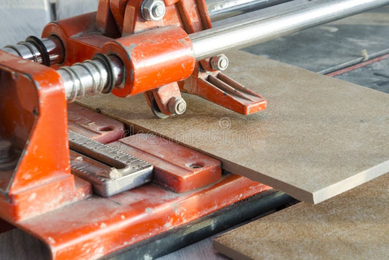 Ceramic Tile Cutting Process Stock Photo - Image of floor, block: 64444744