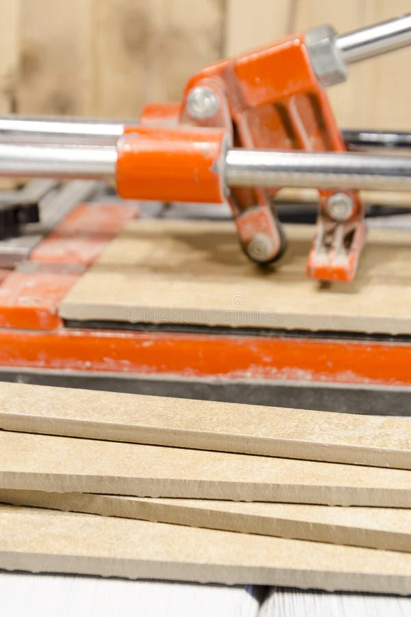 Ceramic Tile Cutting Process Stock Photo - Image of placing ...