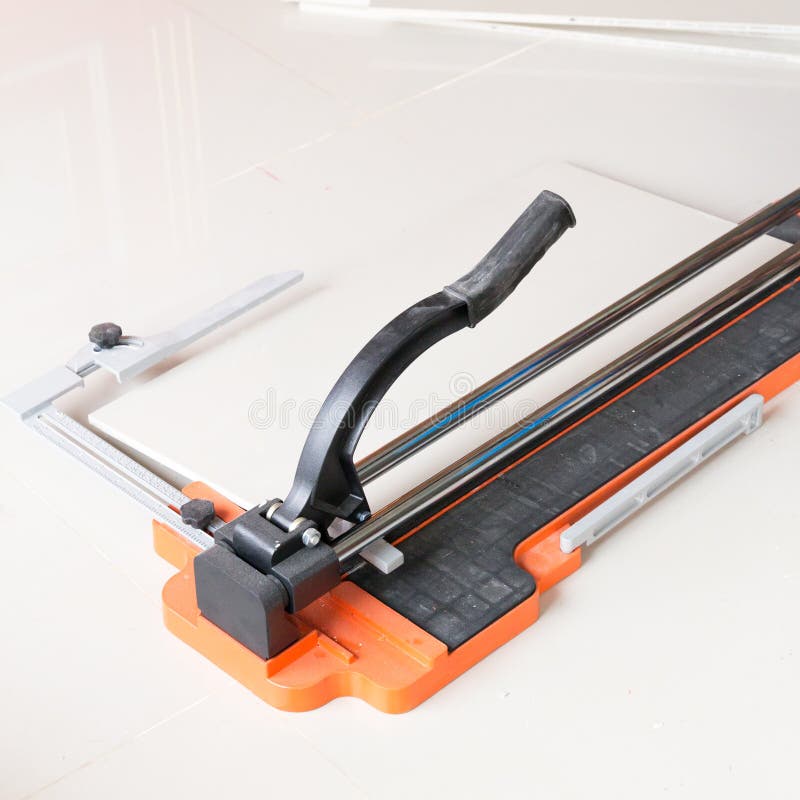 Ceramic Tile Cutting Process Using a Manual Cutter Stock Image - Image ...