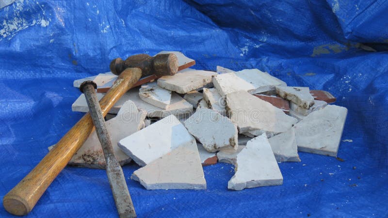 Ceramic tile demalished stock photo. Image of tarp, ceramic - 58267458