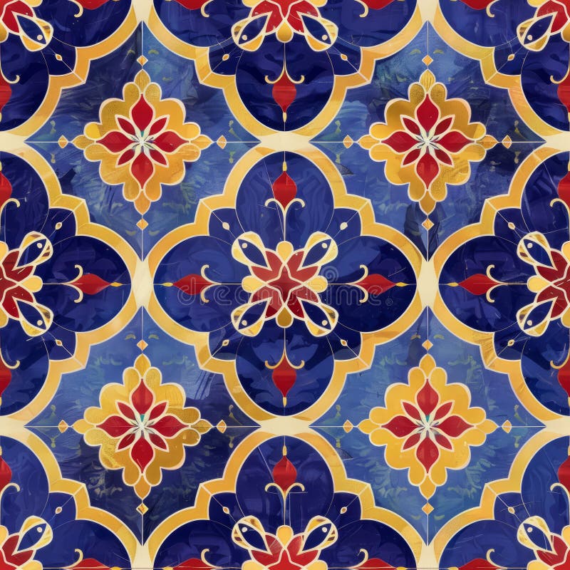 Ceramic Tile with Floral Design. Seamless Pattern Stock Image - Image ...
