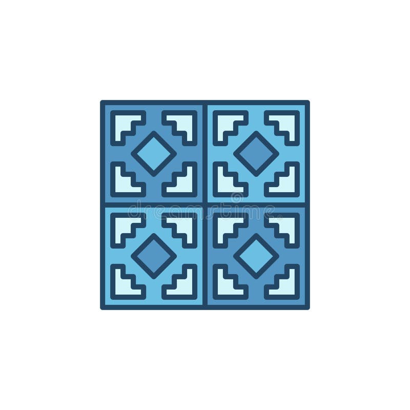 Ceramic Tile with Geometric Design Vector Blue Icon Stock Vector ...