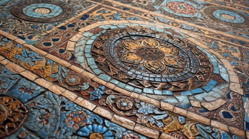 A Ceramic Tile with Intricate Patterns of Colored. AI Generated Stock ...