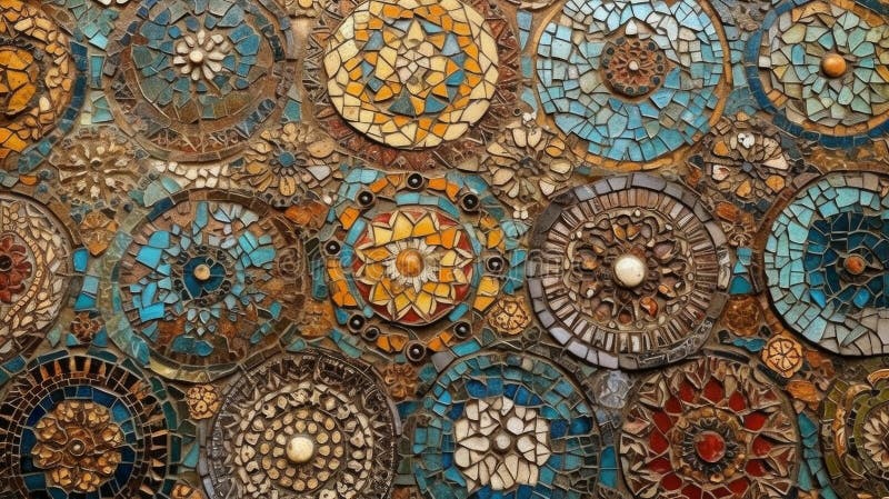 A Ceramic Tile with Intricate Patterns of Colored. AI Generated Stock ...