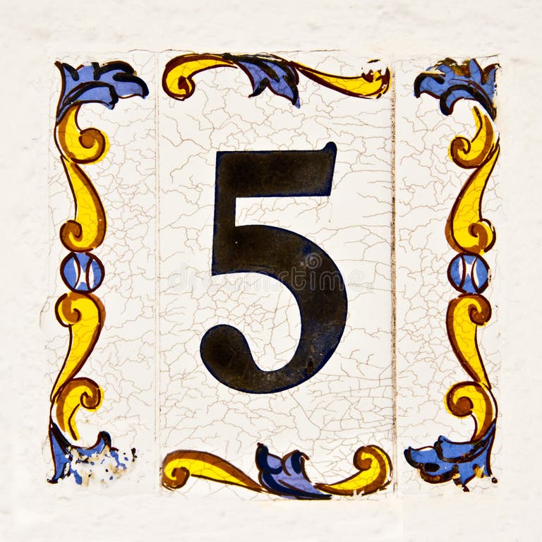 Ceramic tile, number 5 stock image. Image of decoration - 46642003