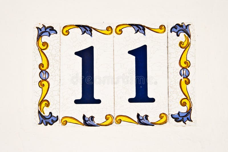 Ceramic tile, number 11 stock photo. Image of decoration - 46642022