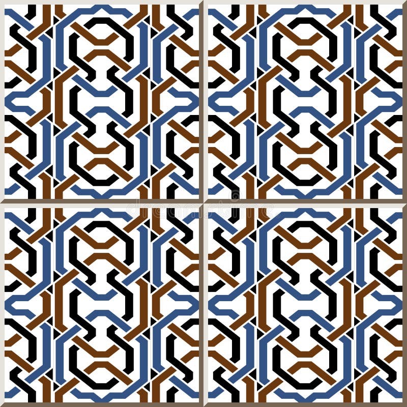 Ceramic Tile Pattern Colorful Polygon Geometry Cross Frame Chain Stock ...
