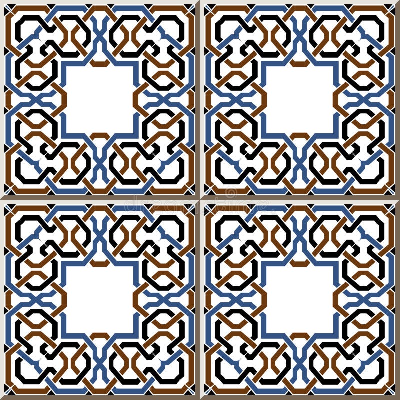 Ceramic Tile Pattern Colorful Polygon Square Geometry Cross Frame Chain ...