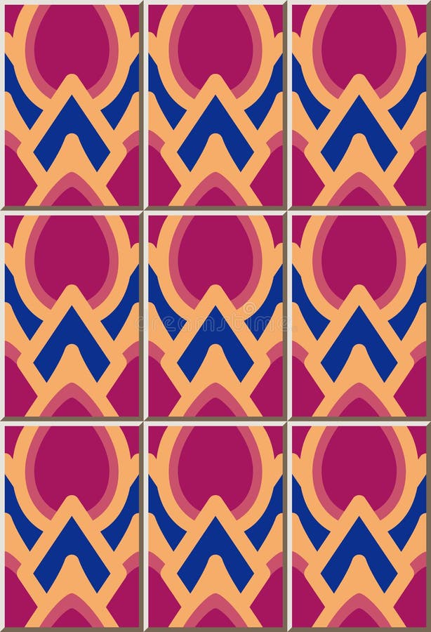 Ceramic Tile Pattern Curve Cross Frame Oval Geometry Stock Vector ...
