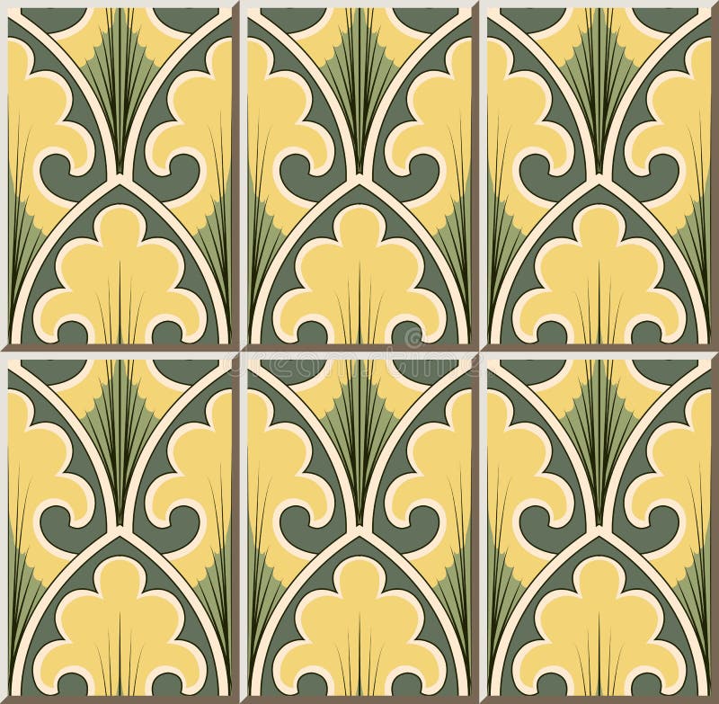Ceramic Tile Pattern 393 Curve Cross Garden Leaf Stock Vector ...
