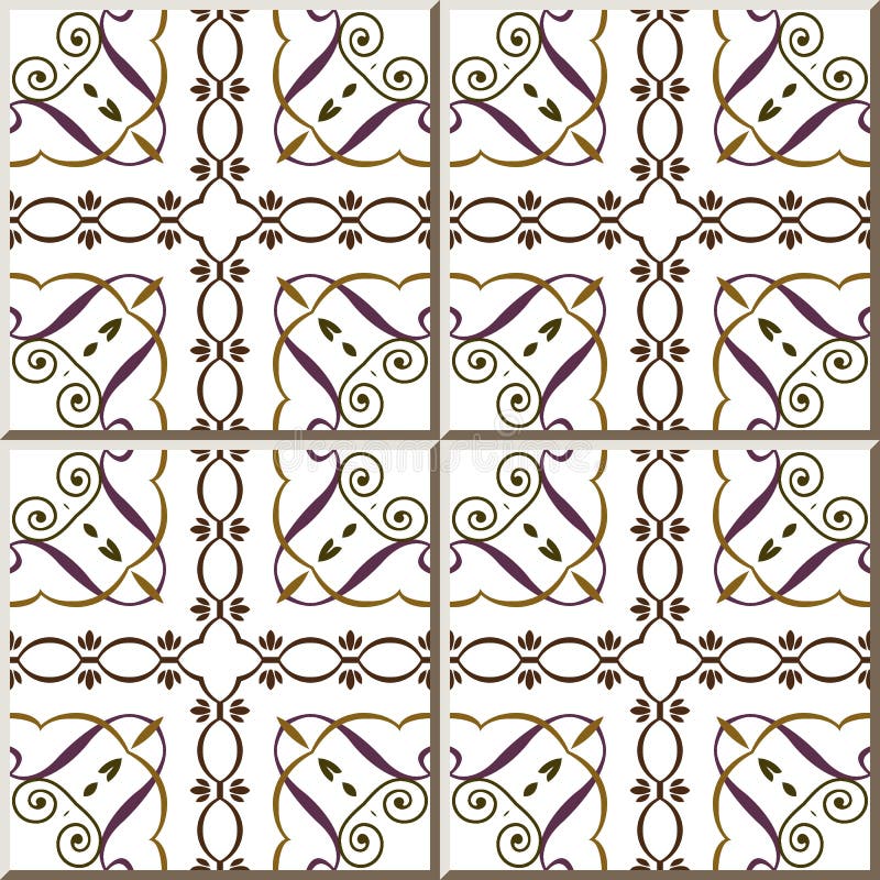 Ceramic Tile Pattern Curve Oval Square Spiral Vortex Cross Frame Stock ...