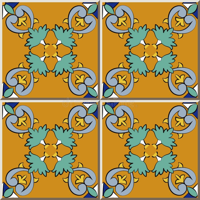 Ceramic Tile Pattern Curve Spiral Check Cross Nature Leaf Frame Stock ...
