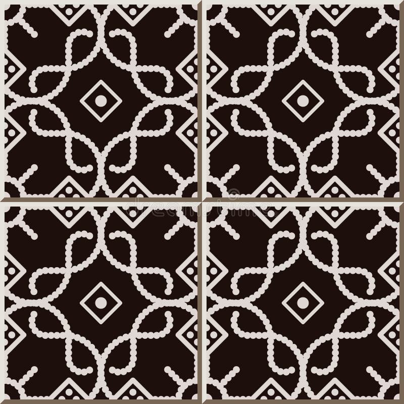 Ceramic Tile Pattern Curve Square Corner Cross Dot Line Frame Stock ...