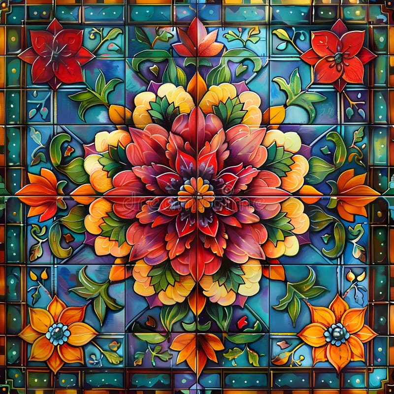 Ceramic Tile Pattern. Ethnic Folk Ornament Stock Illustration ...