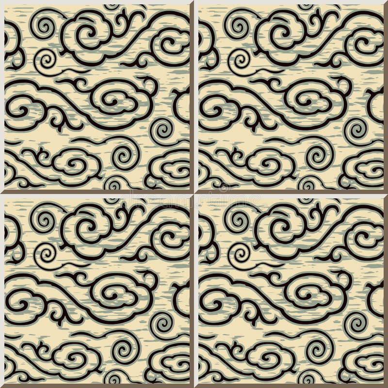 Ceramic Tile Pattern 473 Oriental Cloud Pattern Stock Vector ...