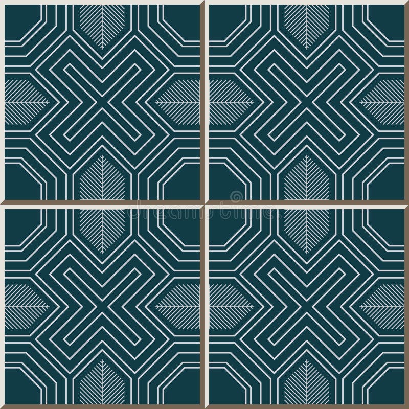 Ceramic Tile Pattern Polygon Cross Geometry Spiral Frame Line Stock ...