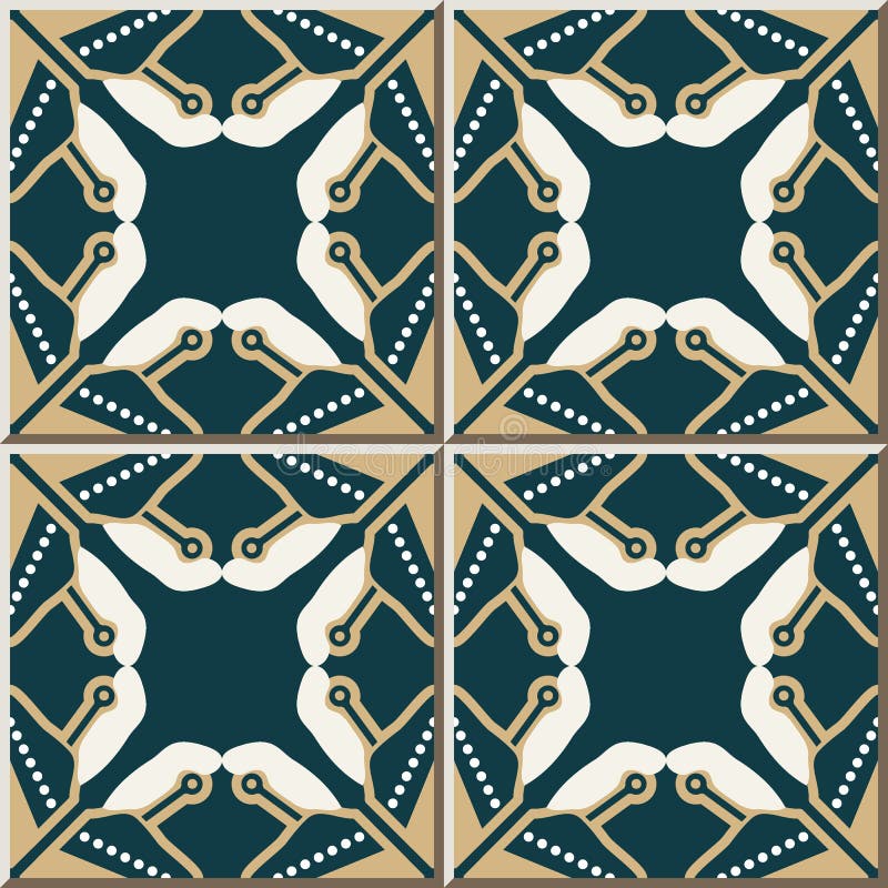 Ceramic Tile Pattern Polygon Star Geometry Cross Dot Line Stock Vector ...
