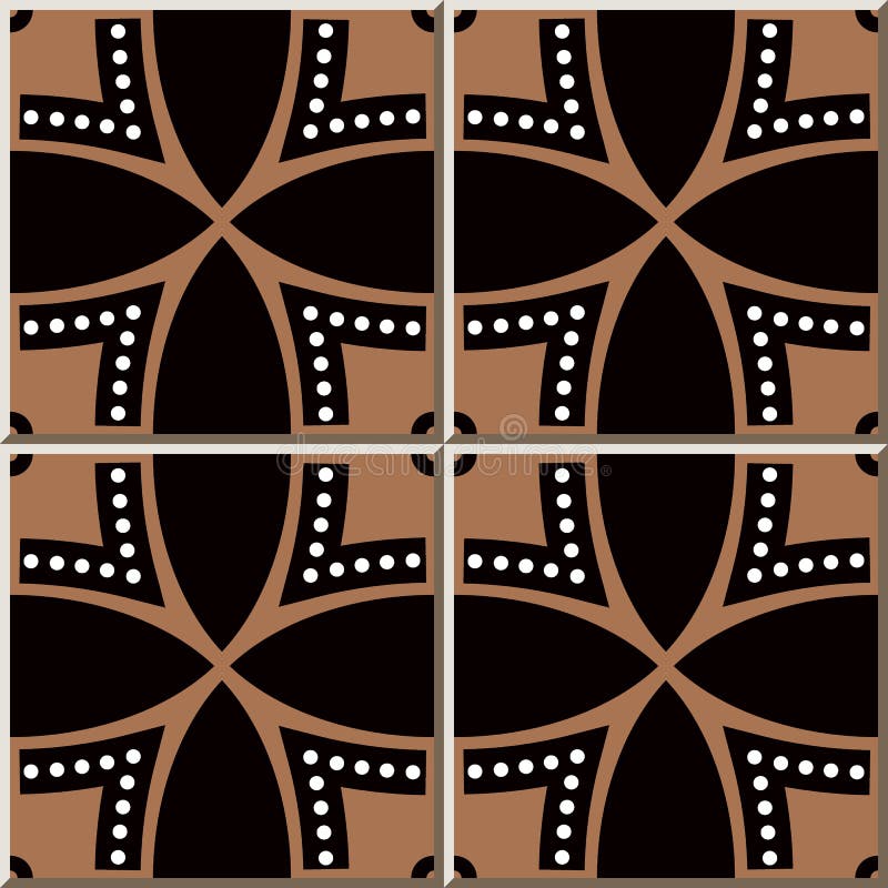 Ceramic Tile Pattern Round Circle Cross Frame Dot Line Stock Vector ...
