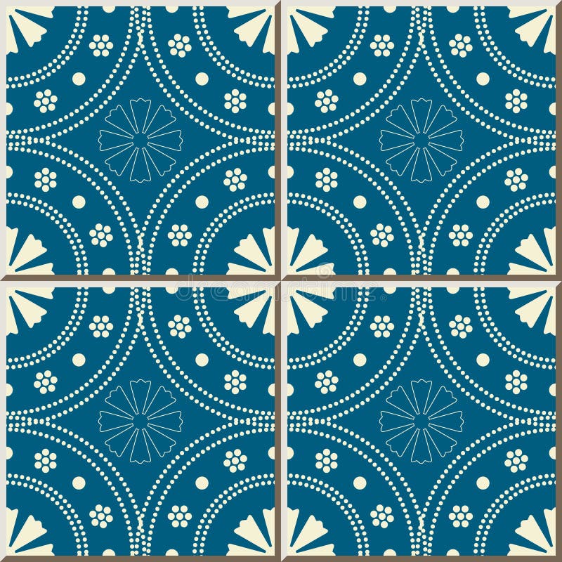 Ceramic Tile Pattern 364 Vintage Round Circle Frame Cross Flower Stock ...
