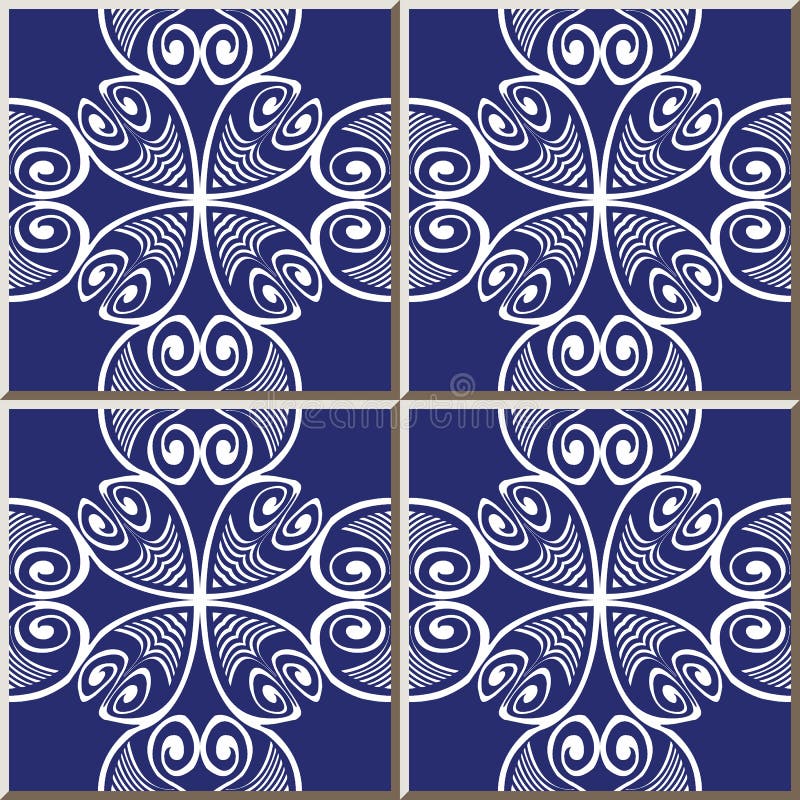 Ceramic Tile Pattern Round Spiral Curve Vortex Square Cross Frame Fan ...