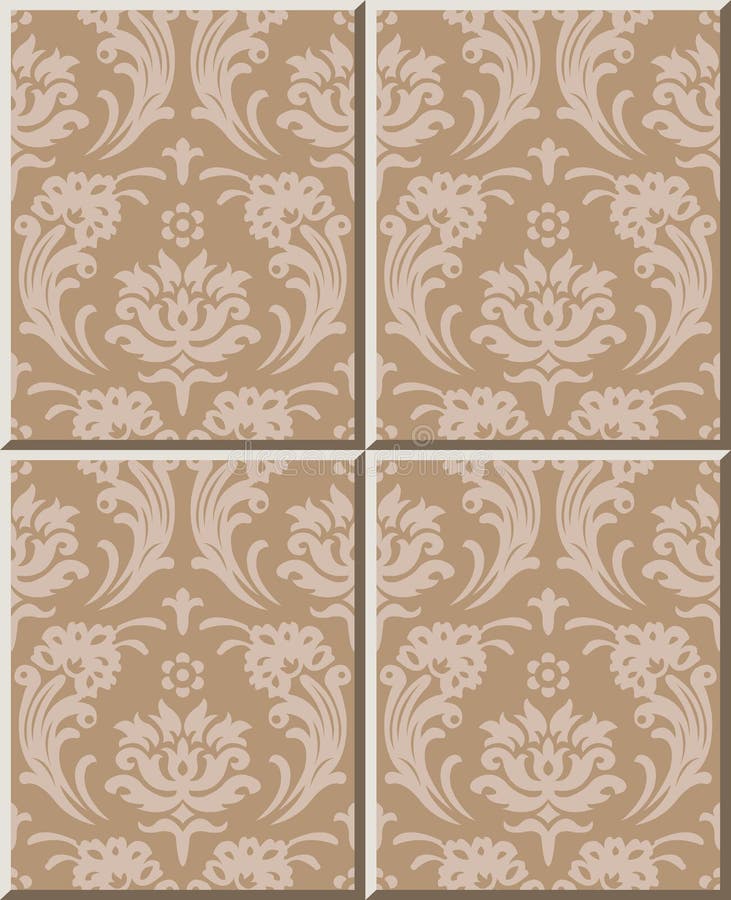 Ceramic Tile Pattern Spiral Cross Flower Leaf Decal Stock Vector ...