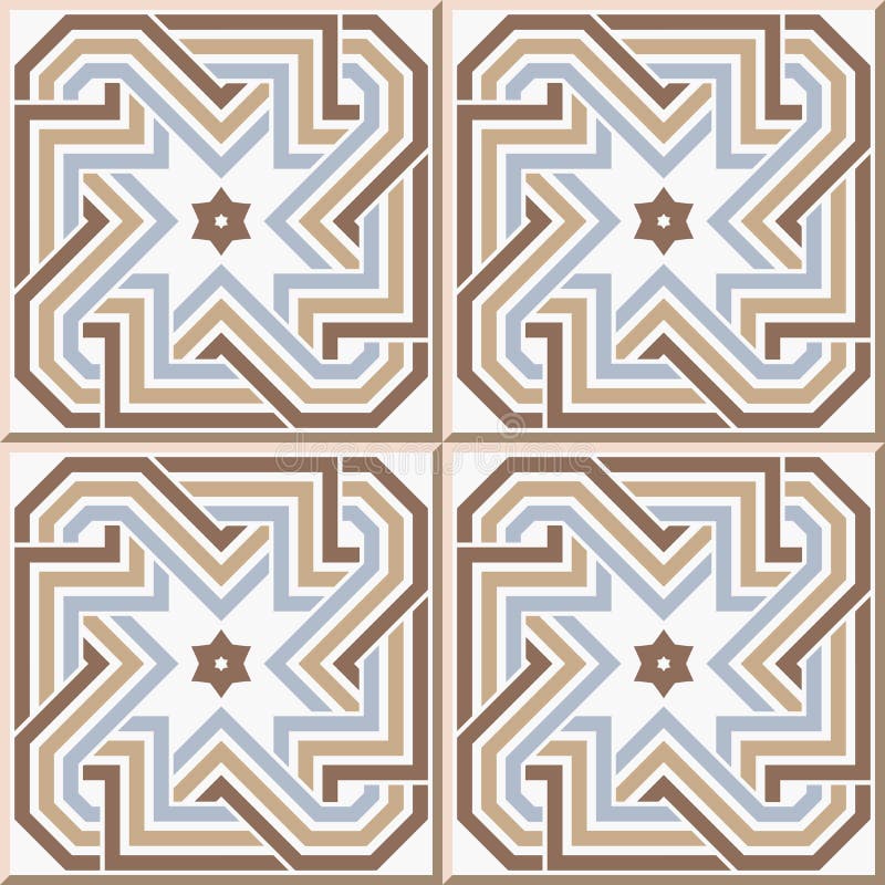 Ceramic Tile Pattern 346 Spiral Cross Geometry Chain Frame Stock Vector ...