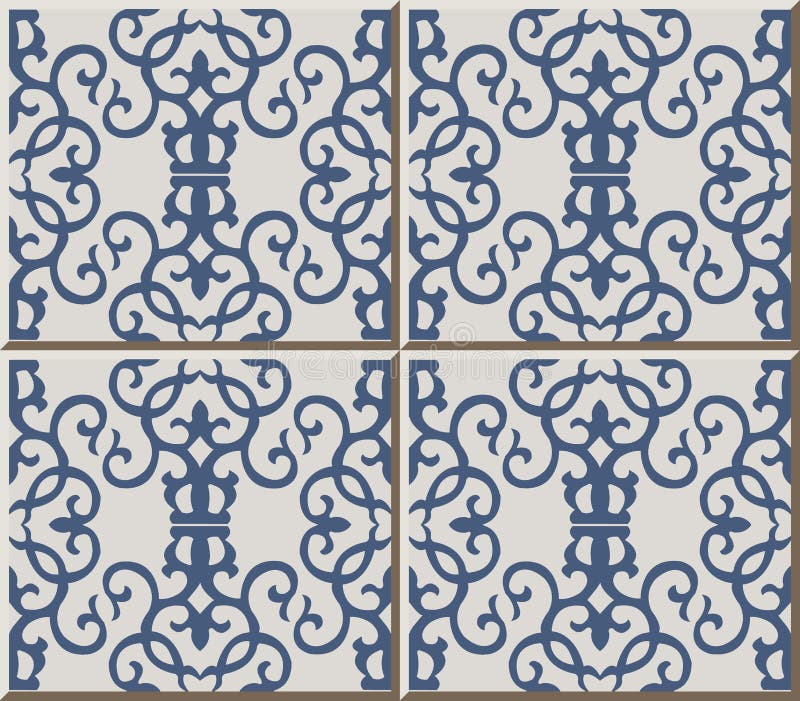 Ceramic Tile Pattern Spiral Vortex Curve Cross Frame Vine Stock Vector ...