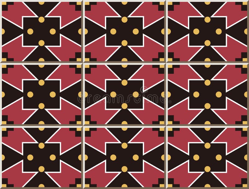 Ceramic Tile Pattern Star Cross Square Check Geometry Dot Flower Stock ...