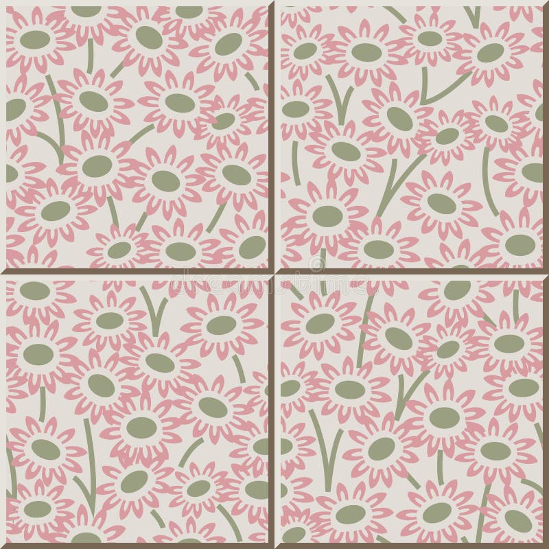Ceramic Tile Pink Daisy Flower Stock Vector - Illustration of natural ...