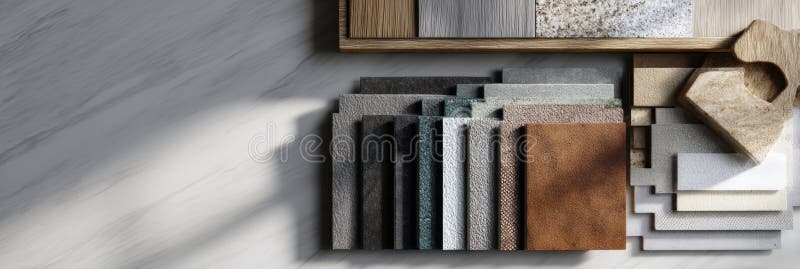 Ceramic Tile Palette Displayed on Light Surface with Open Upper Zone ...