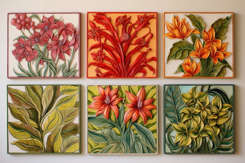 Ceramic Tiles with Beautiful Hand-painted Designs Stock Image - Image ...