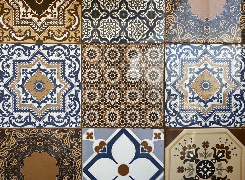 Ceramic tiles patterns stock photo. Image of collage - 258484574