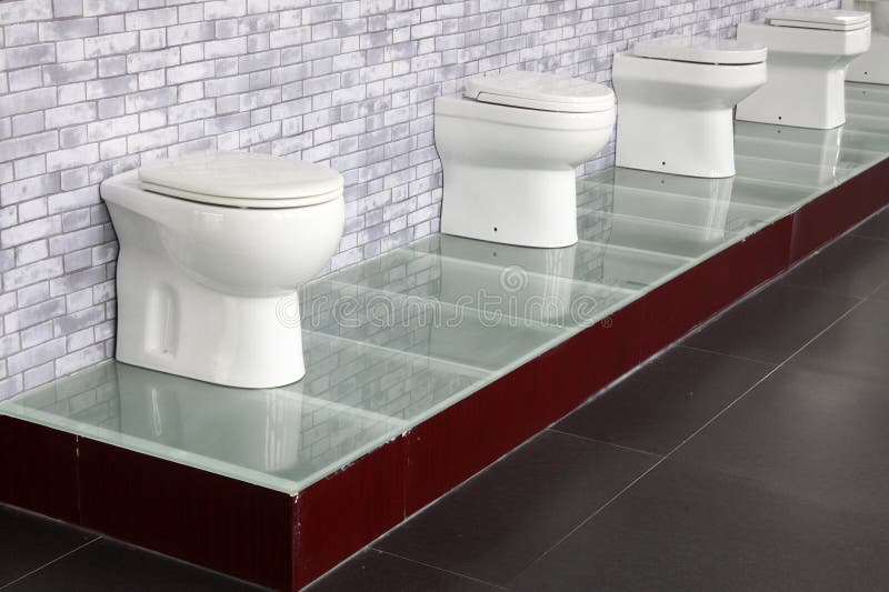 Ceramic Toilet Display in a Hall Stock Photo - Image of porcelain ...