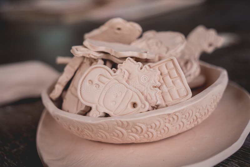 Ceramic Toys on the Table at the Workshop Stock Photo - Image of retro ...