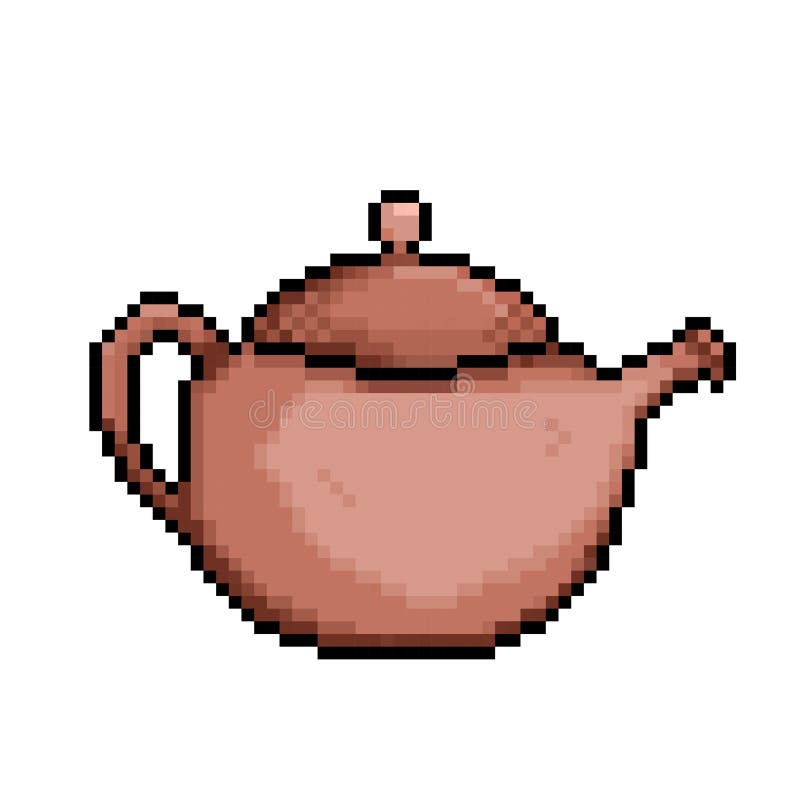 Ceramic Tea Pot Pixel Art Vector Drawing Stock Vector - Illustration of ...