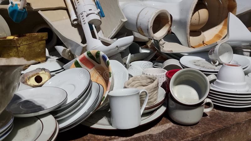 Ceramic Trash in a Recycling Container. Stock Video - Video of ...