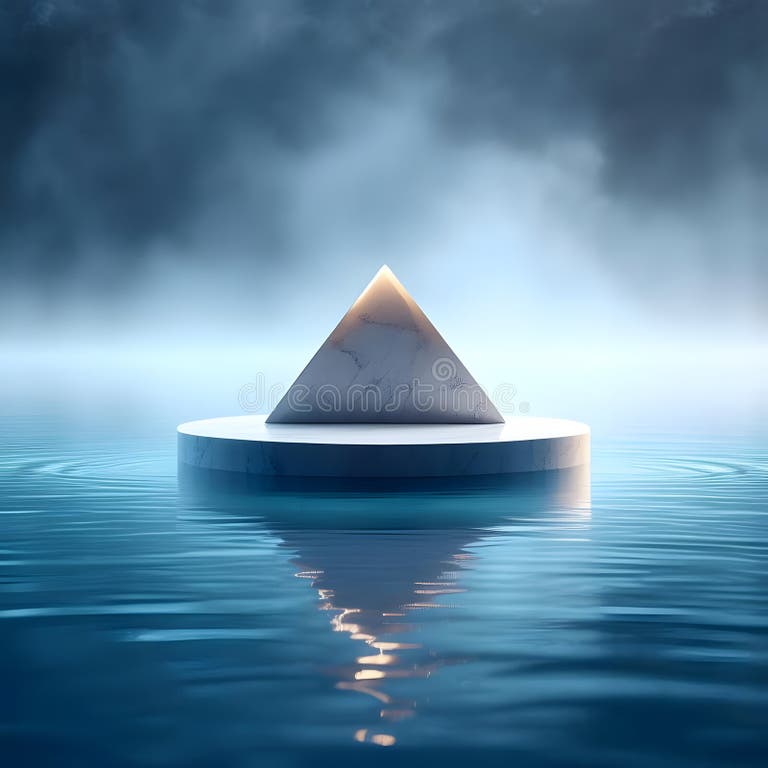 Ceramic Triangular Podium Reflections on Water Stock Illustration ...