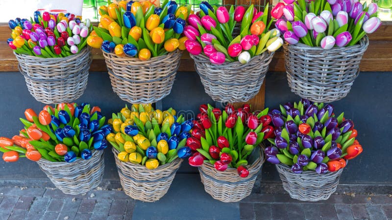 Ceramic Tulips Baskets stock photo. Image of bouquet - 161274506