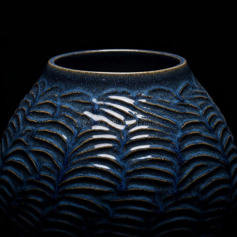 A Ceramic Vase Features a Textured Pattern Resembling Overlapping ...