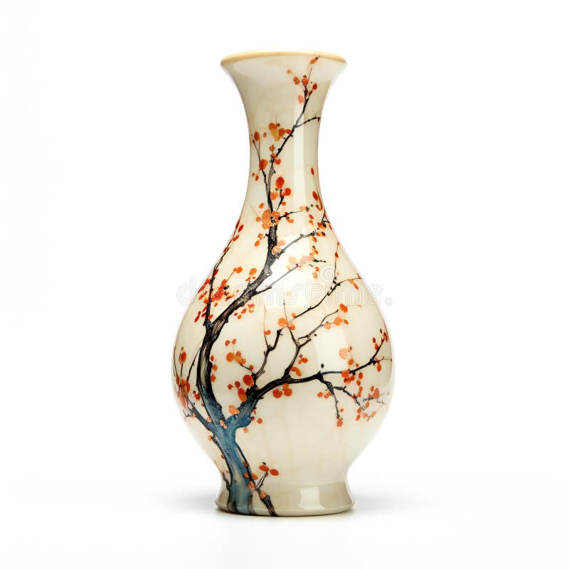 Ceramic Vase with Floral Pattern Isolated on a White Background Stock ...