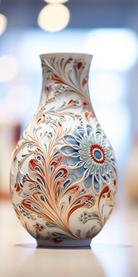 Colorful Vase with Photorealistic Detail: Arabesque Inspired Artwork ...